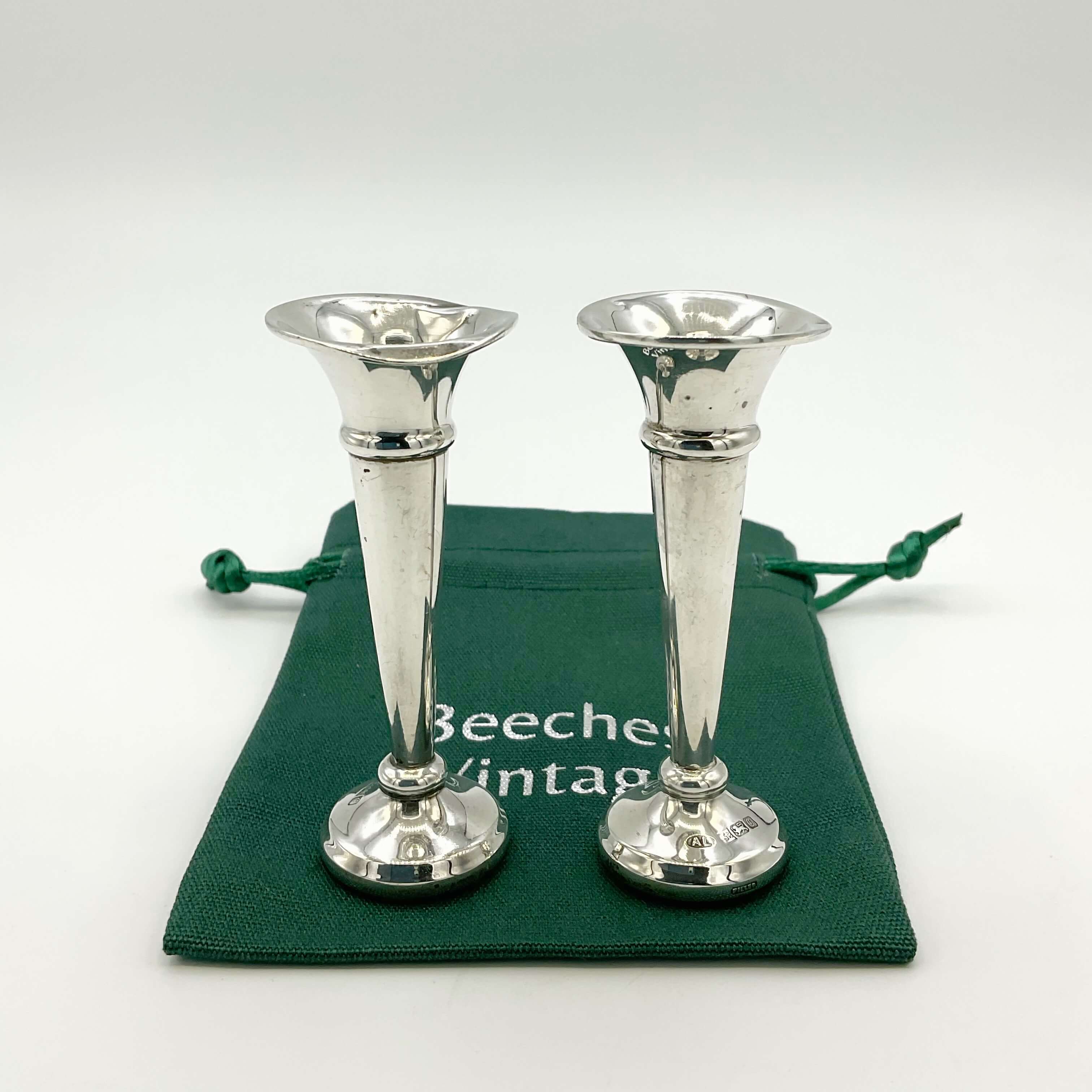 Pair of Small Sterling Silver Spill Vases – Beeches Vintage