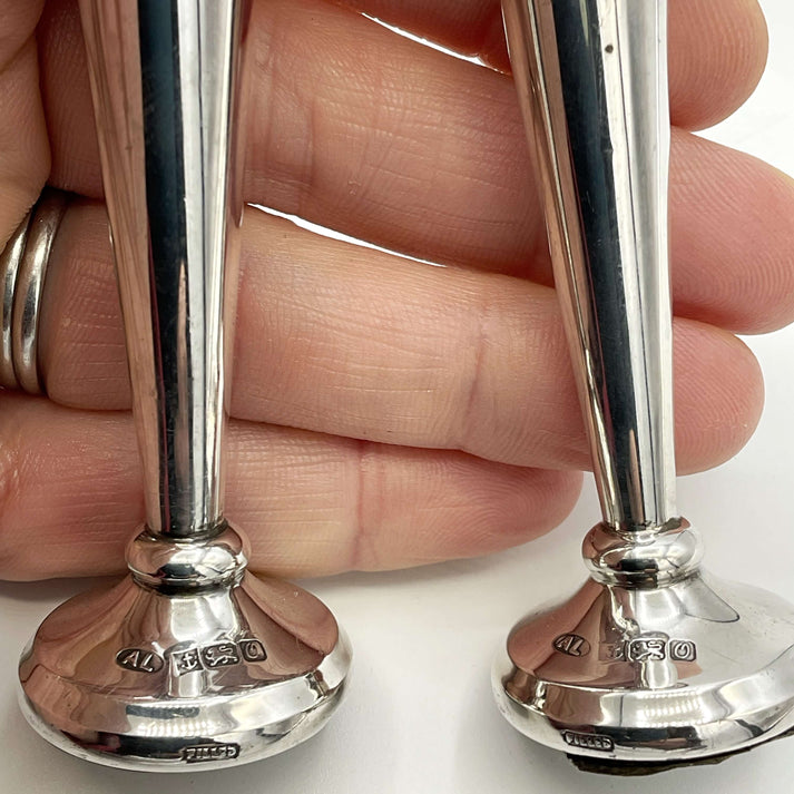 Pair of Small Sterling Silver Spill Vases – Beeches Vintage
