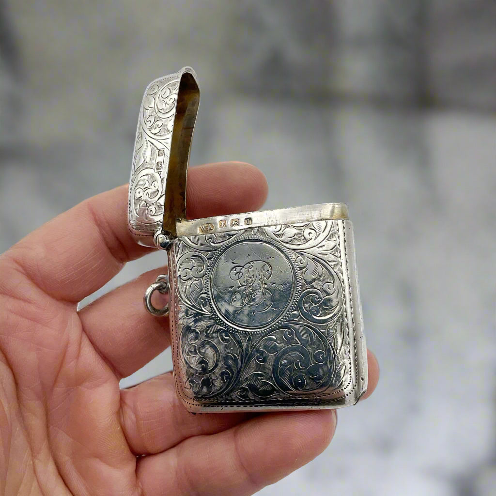 Antique 1910 Silver Vesta Case, Match Safe – Beeches Vintage
